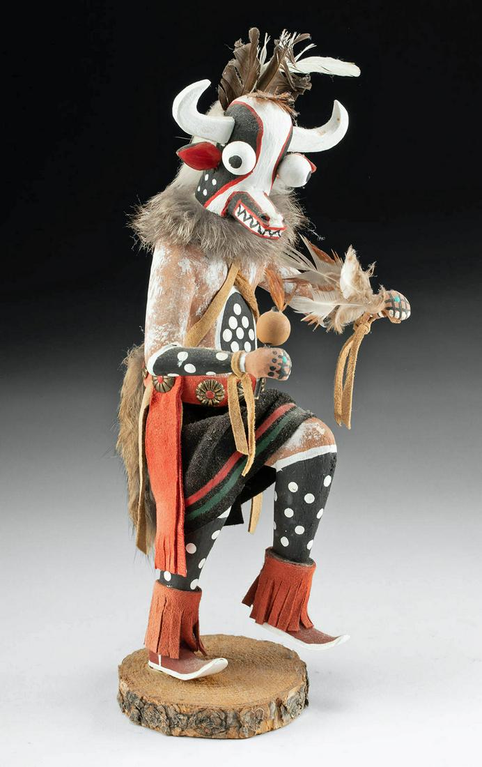 Signed Hopi Wood Cow Kachina Doll