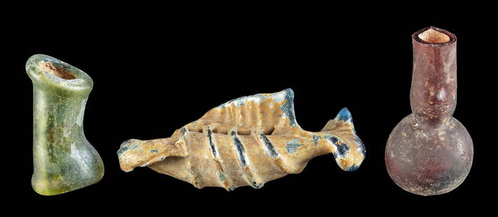 Collection Of Ancient Egyptian Glass Bottles