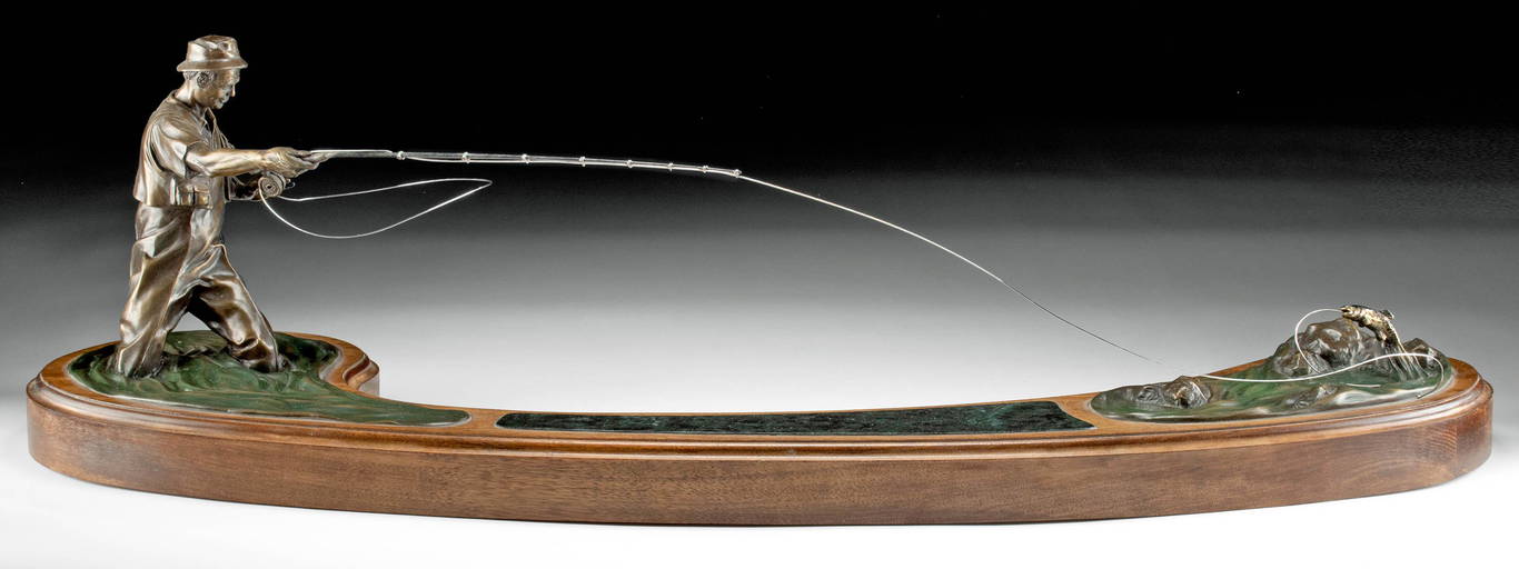 James Lacasse Bronze Sculpture Fly Fisherman