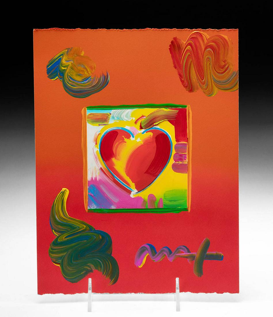 Peter Max Mixed Media Painting "heart" (2010)