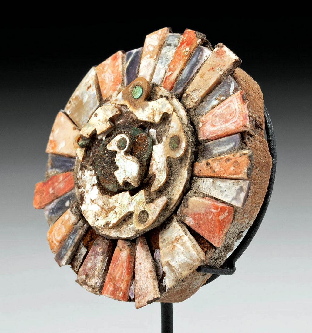 Buy Moche Shell & Turquoise Earspool W/ Birds & Sun Motif | Artemis ...