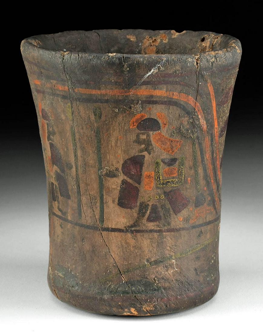 Rare Inca Painted Wood Kero W/ Warriors Auction