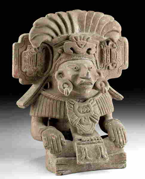 Zapotec Pottery Seated God Cocijo Vessel, Tl Tested Auction