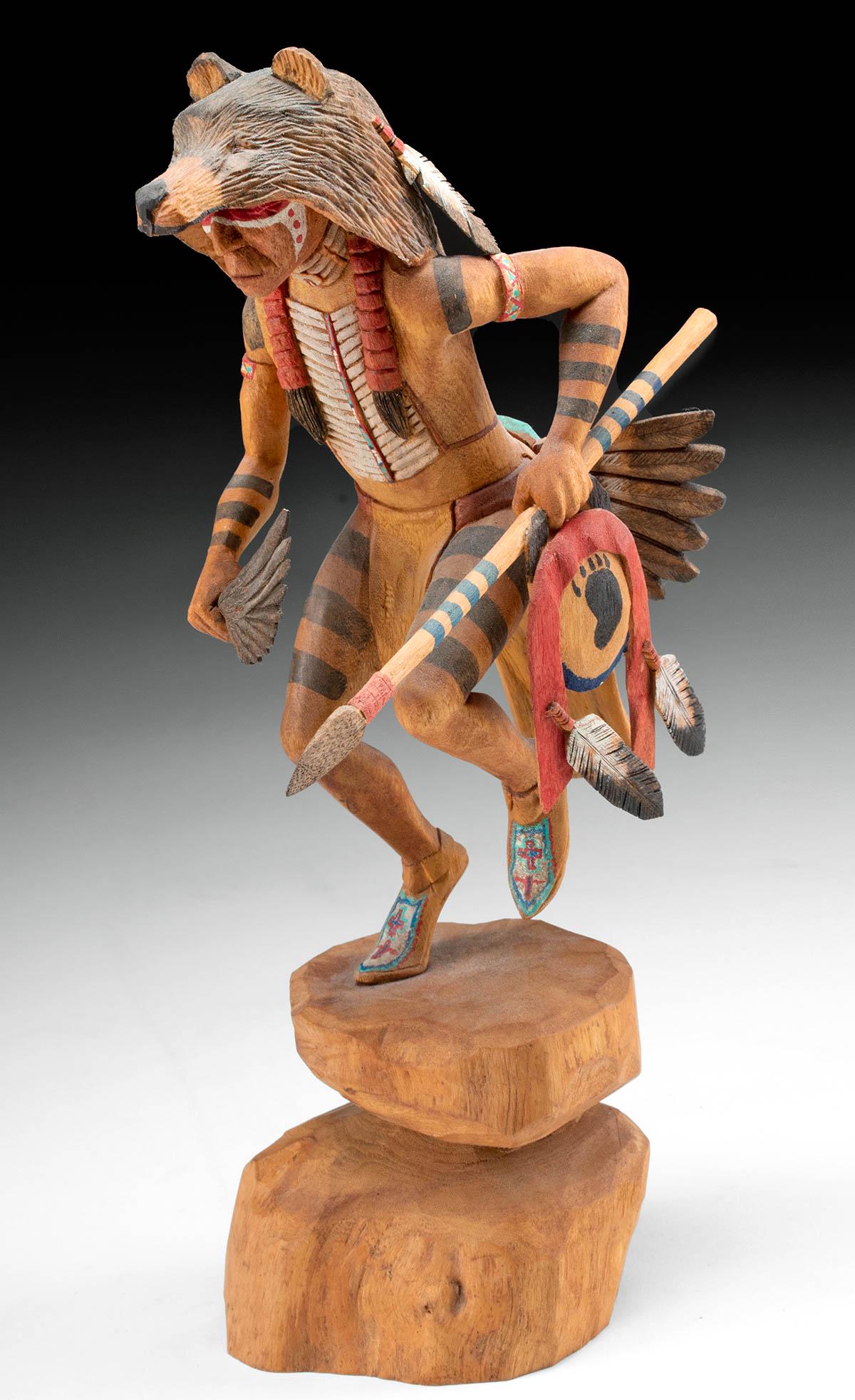 Hopi Wood Sculpture "bear Dancer" Kachina, Raymond Chee