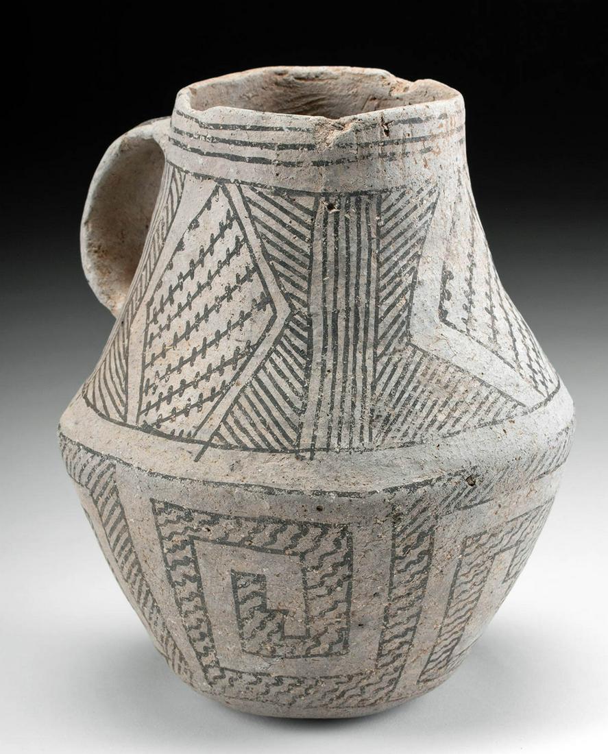Anasazi Chaco Canyon Pottery Pitcher W/ Linear Motifs Auction