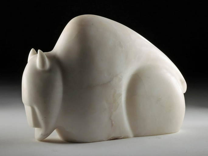 Nambe Tribe Alabaster Bison Gordon Vigil "eagle Feather"