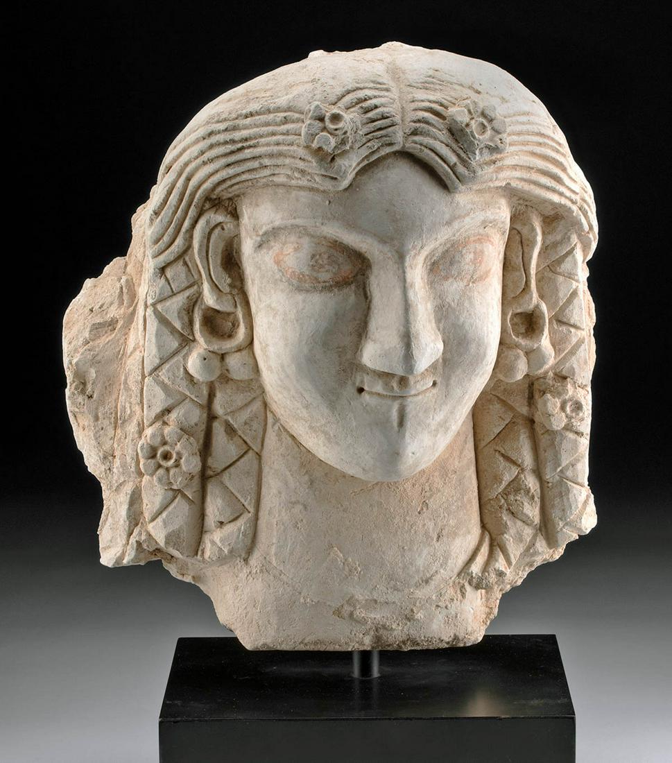 Parthian Sasanian Stucco Head Female Deity / Concubine Auction