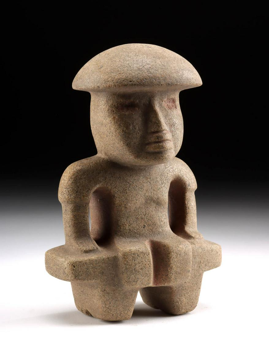 Rare Proto-maya Stone Bench Figure W/ Mushroom Cap Auction