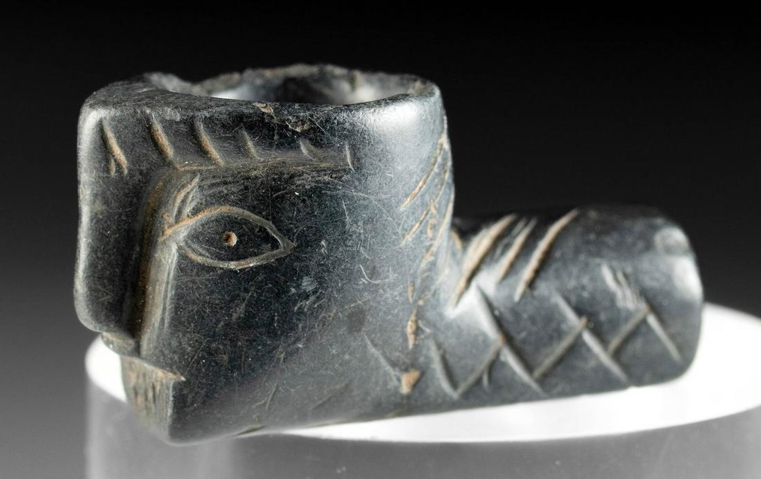 13th C. Mapuche Stone Pipe W/ Stylized Human Face Auction