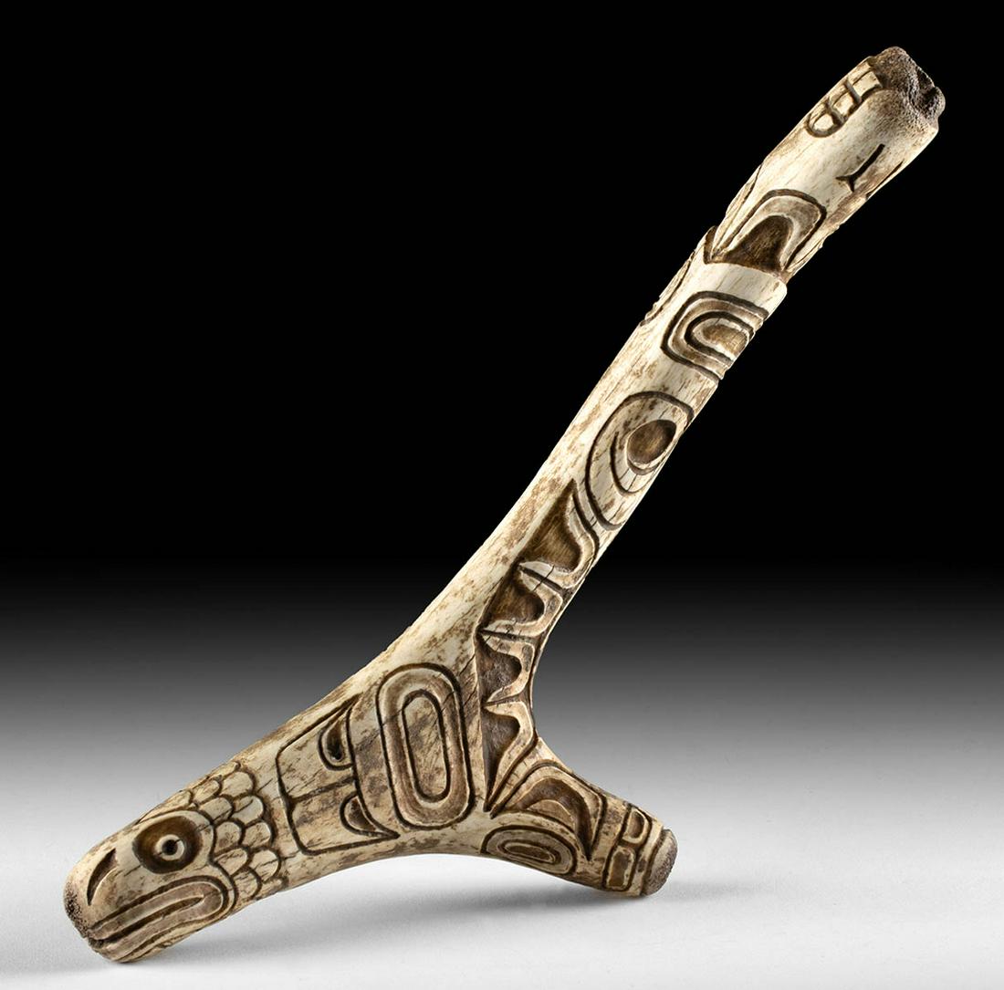 19th C Tsimshian Carved Antler Ceremonial Club Auction