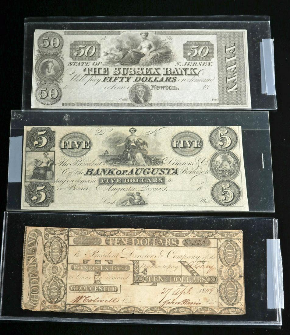 19th C. Usa Bank Notes, 1 From Gloucester Failed Bank Auction