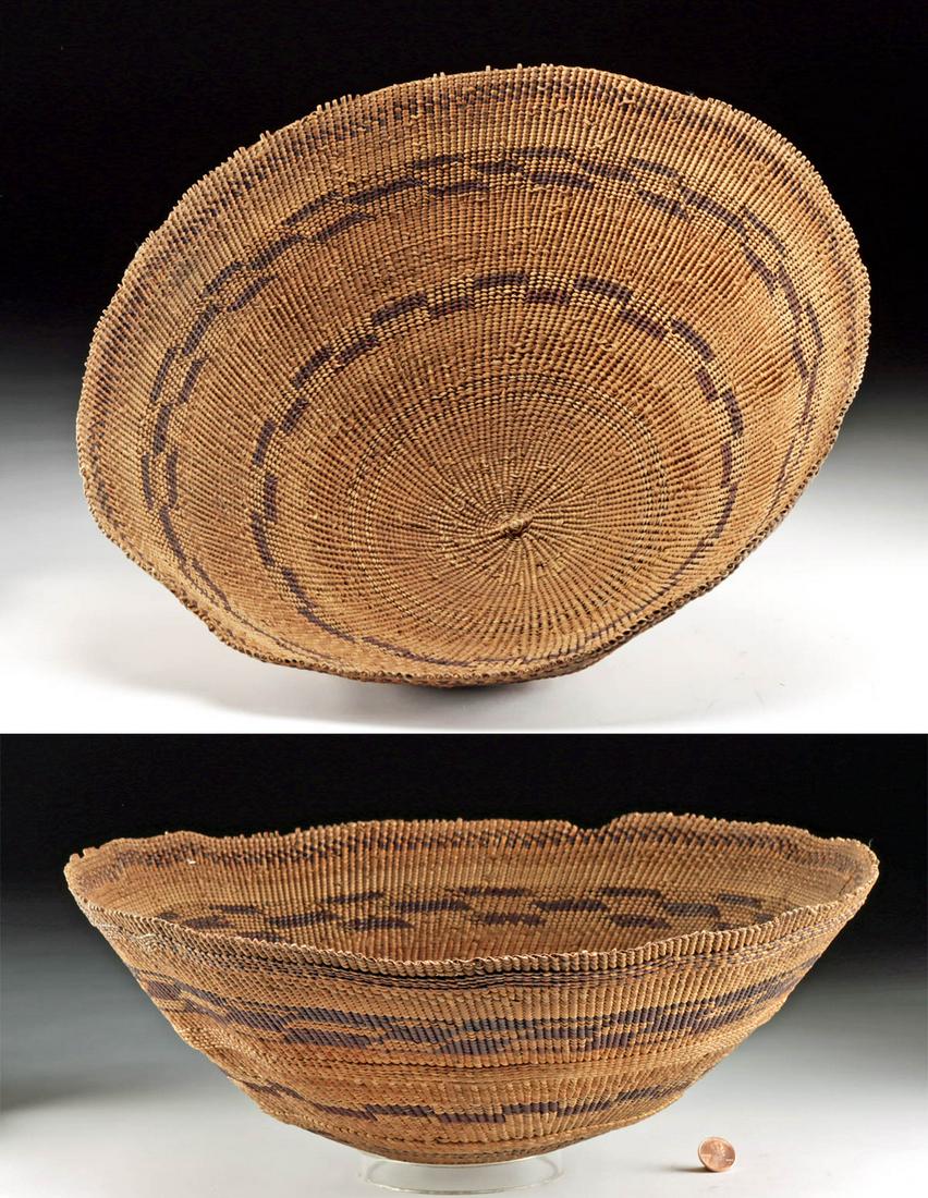 19th C. Native American Pomo Twined Winnowing Basket Auction