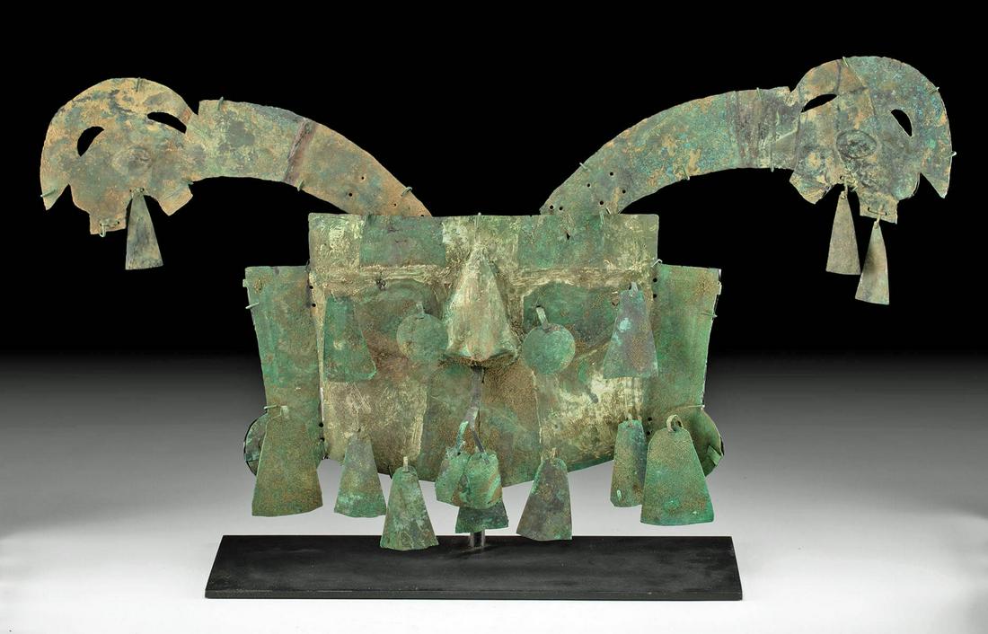 Sican Lambayeque Copper Mask W/ Wings Or Plumes Auction