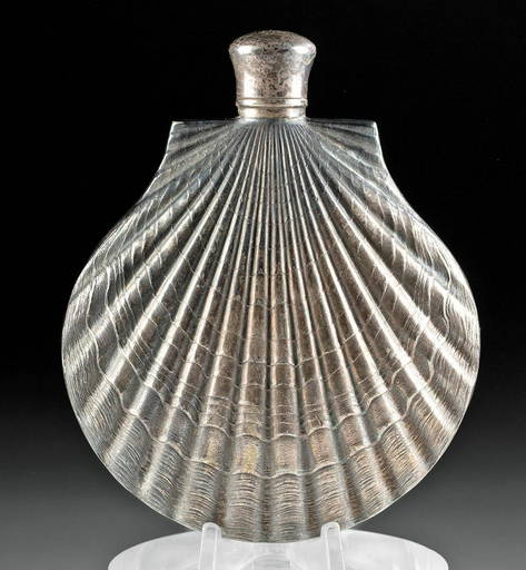 19th C. American Flask, Scallop Shell Form
