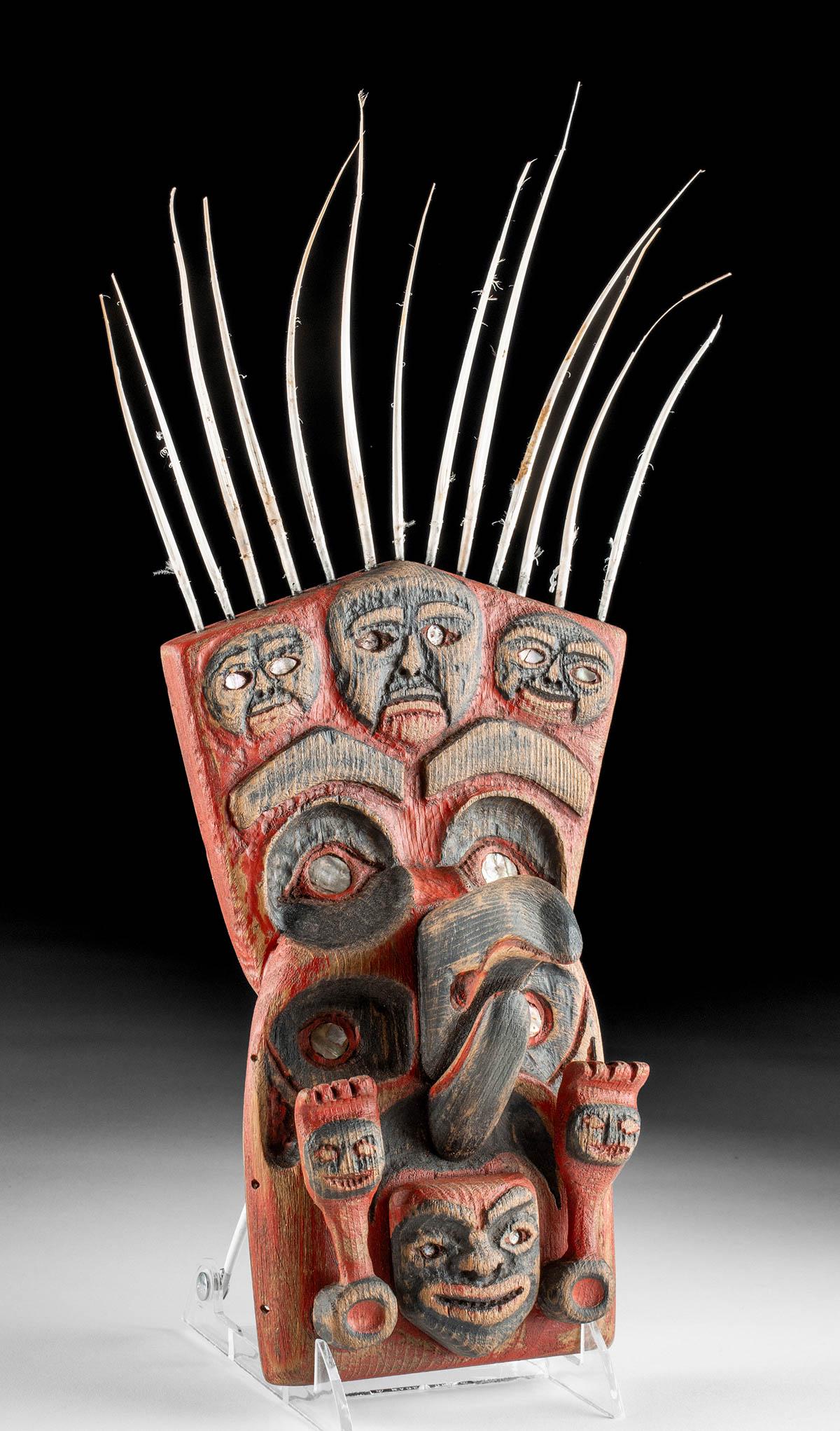 1900s Bella Coola Nuxalk Wood Bird Headdress Frontlet Auction