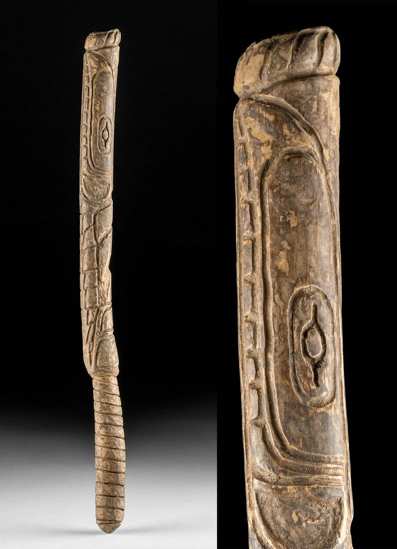 19th C. Northwest Coast Tlingit Wood Seal / Fish Club Auction