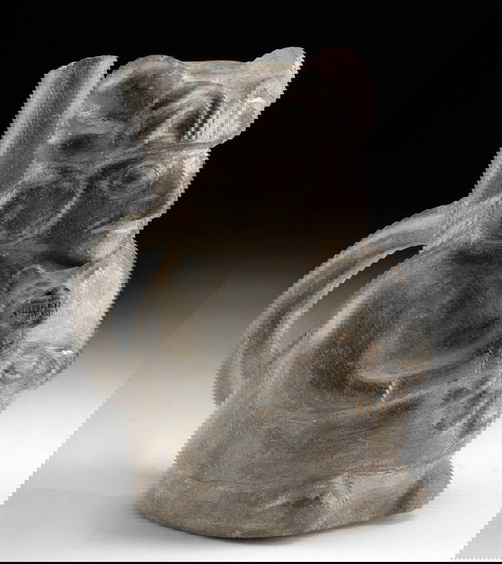 Chimu Pottery Stirrup Vessel - Lord Holding Jaguar Auction