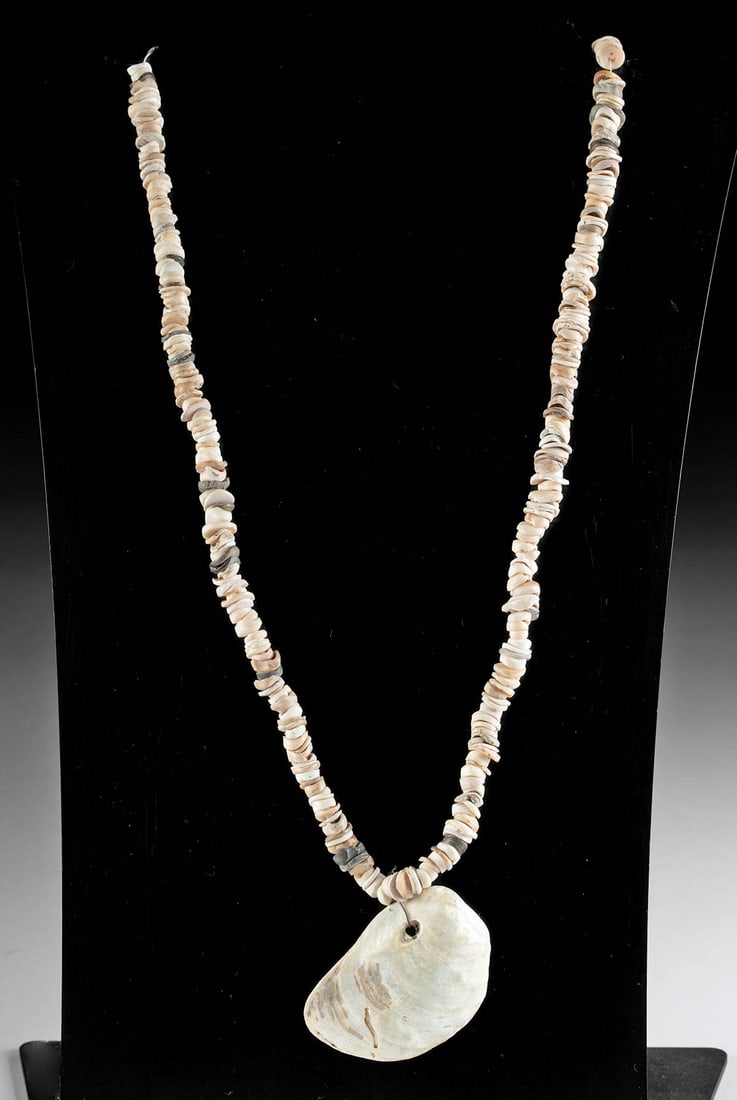 18th C. Native American Chumash Shell Bead Necklace Auction