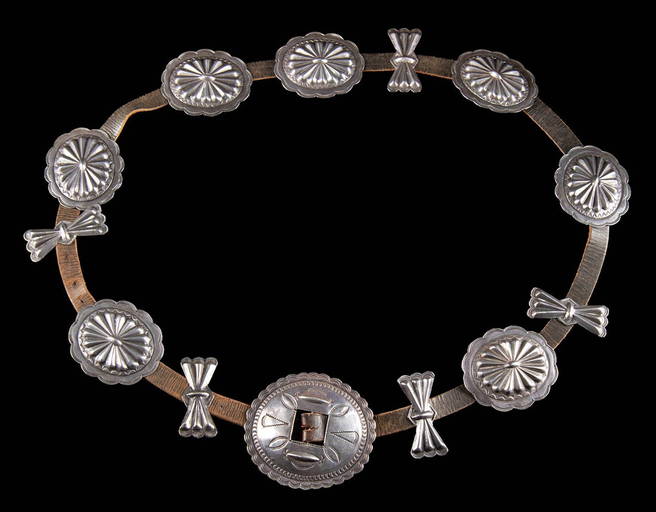 20th C. Native American Navajo Silver Concha Belt