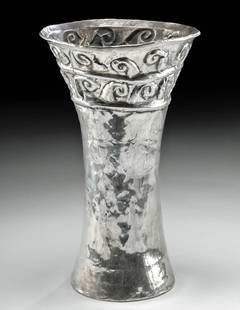 Pre Columbian Chimu Silver Face Beaker