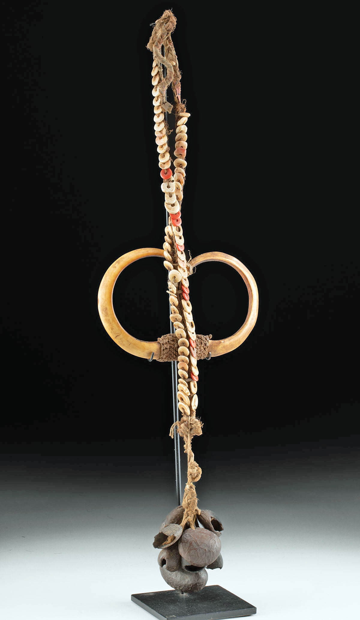 19th C. Papua New Guinea Boar Tusk & Shell Ornament Auction