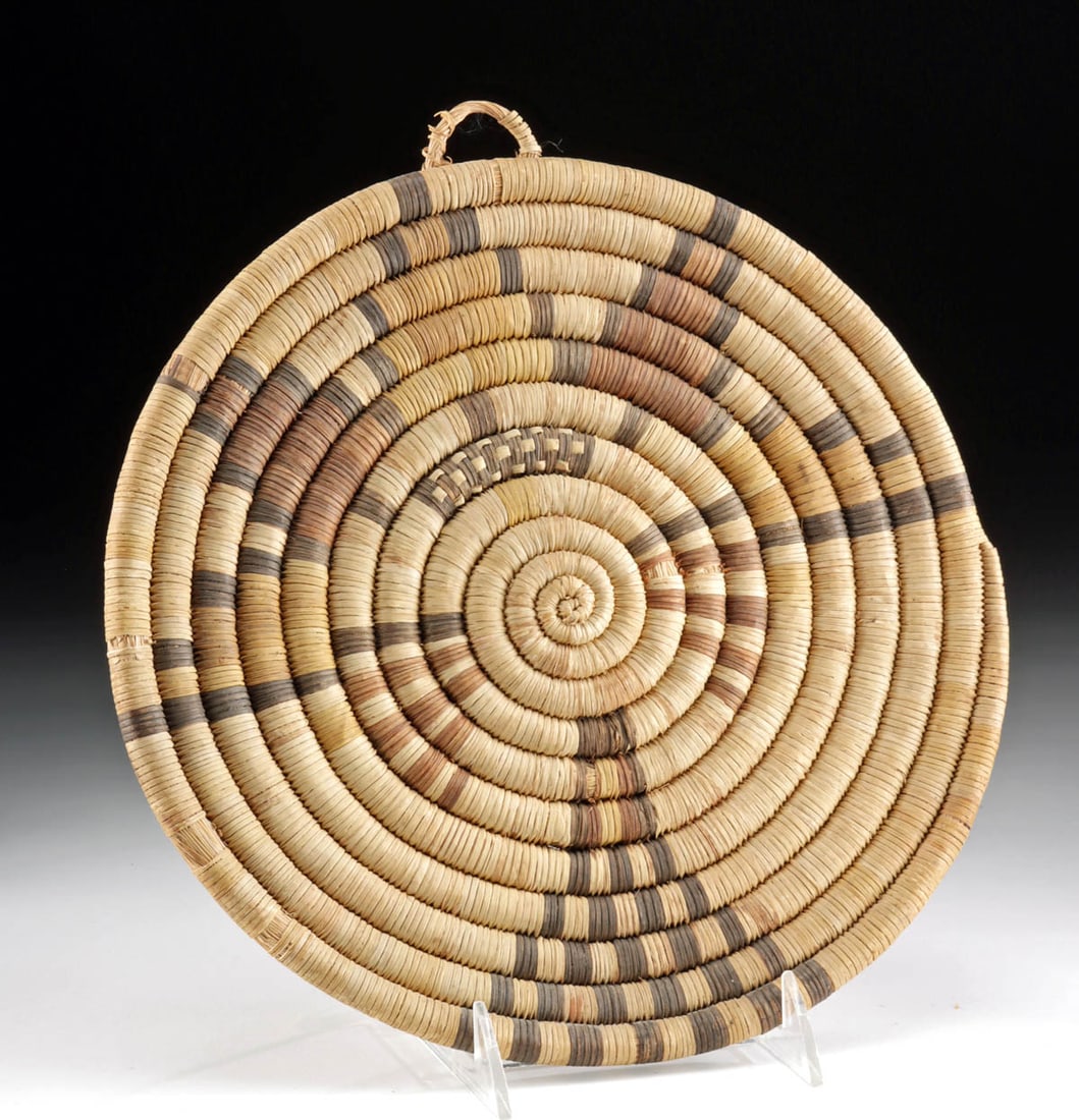 Hopi Coiled Basketry Plaque W/ Kachina Motif Auction