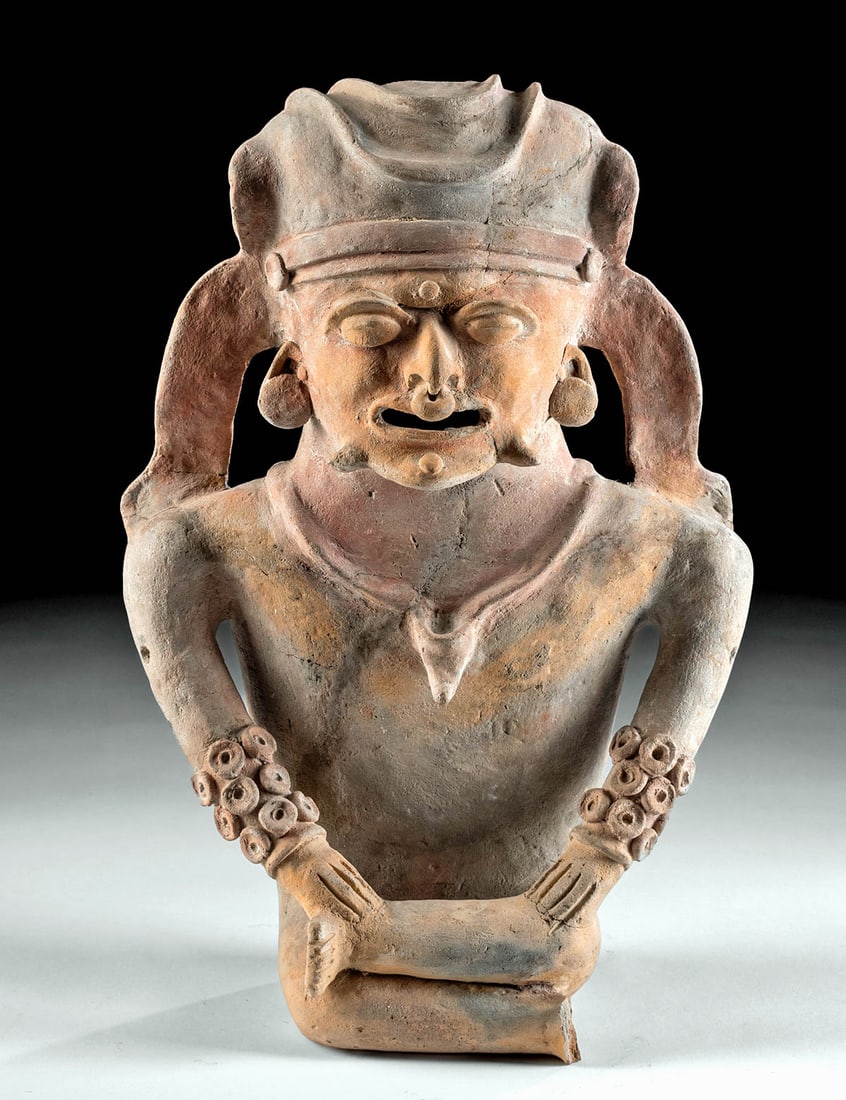 Large Bahia Polychrome Seated Shaman Figure