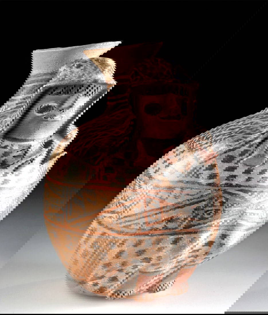 Recuay Polychrome Pottery Pretty Lady Vessel Auction