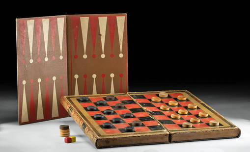 Antique Wood Checkers Set