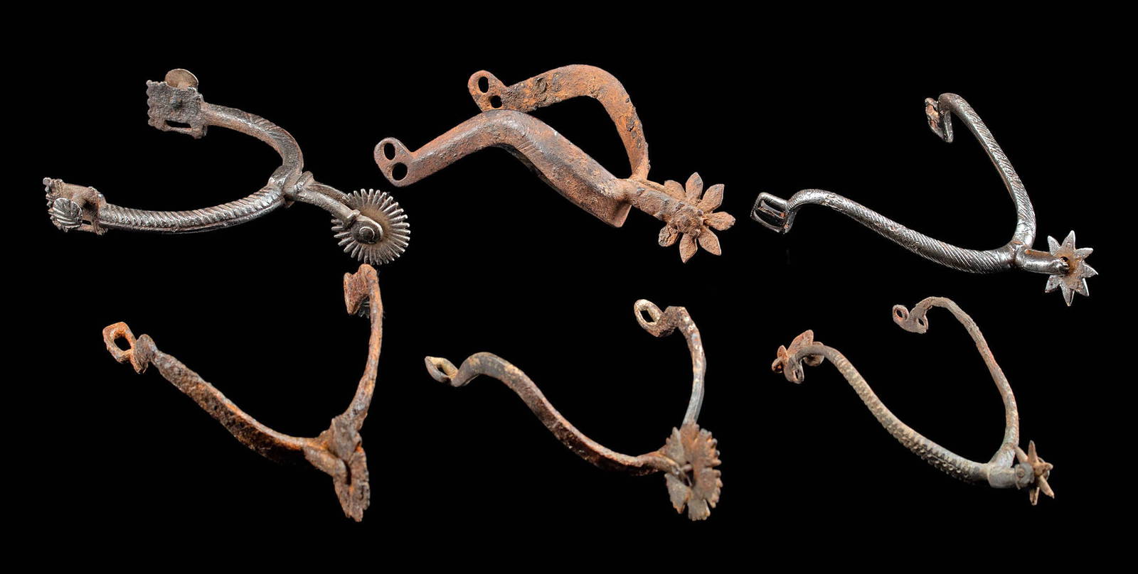 6 Medieval To 17th C. European Iron Riding Spurs Auction