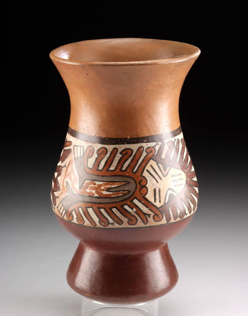 Nazca Polychrome Tambor / Drum, Abstract Deity Auction