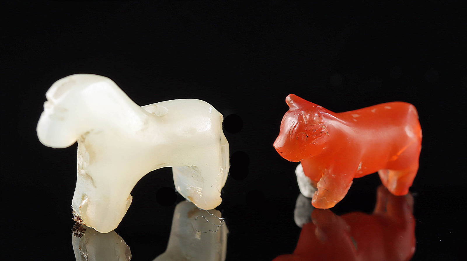 Egyptian Amulets - Carnelian Bull + Quartz Horse Auction