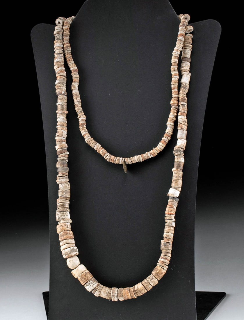 19th C. Native American California Ohlone Clam Shell Necklace