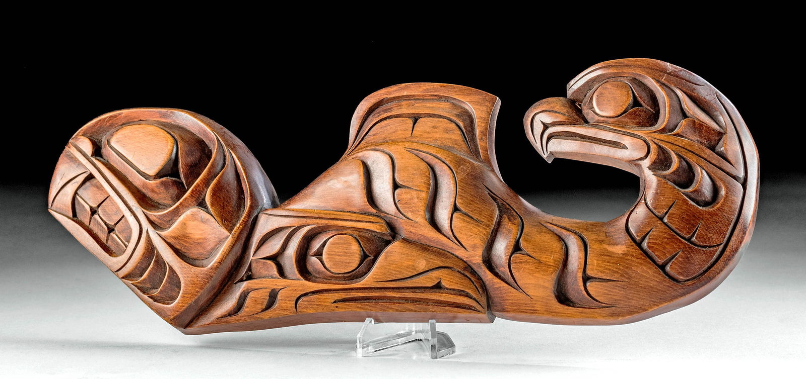 First Nations Kwakiutl Cedar Panel Orca, Raven & Eagle Auction