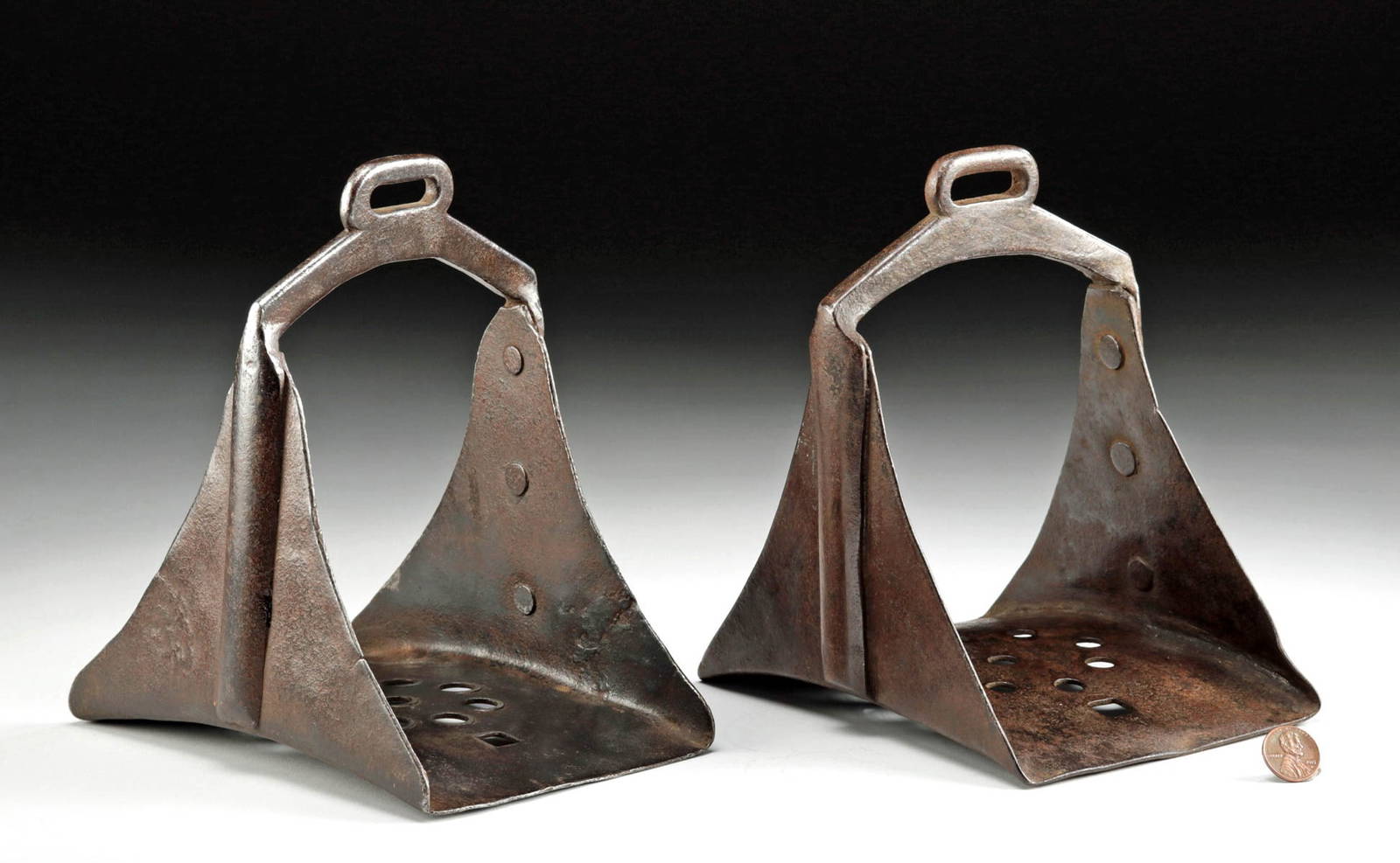 18th C. Spanish Colonial Iron Riding Stirrups Auction