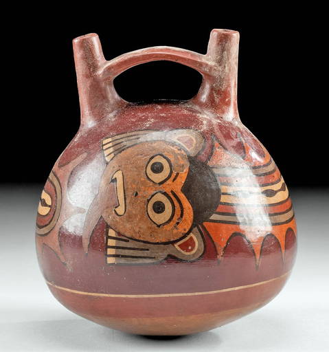 Nazca Bridge Spouted Vessel Amb Creature