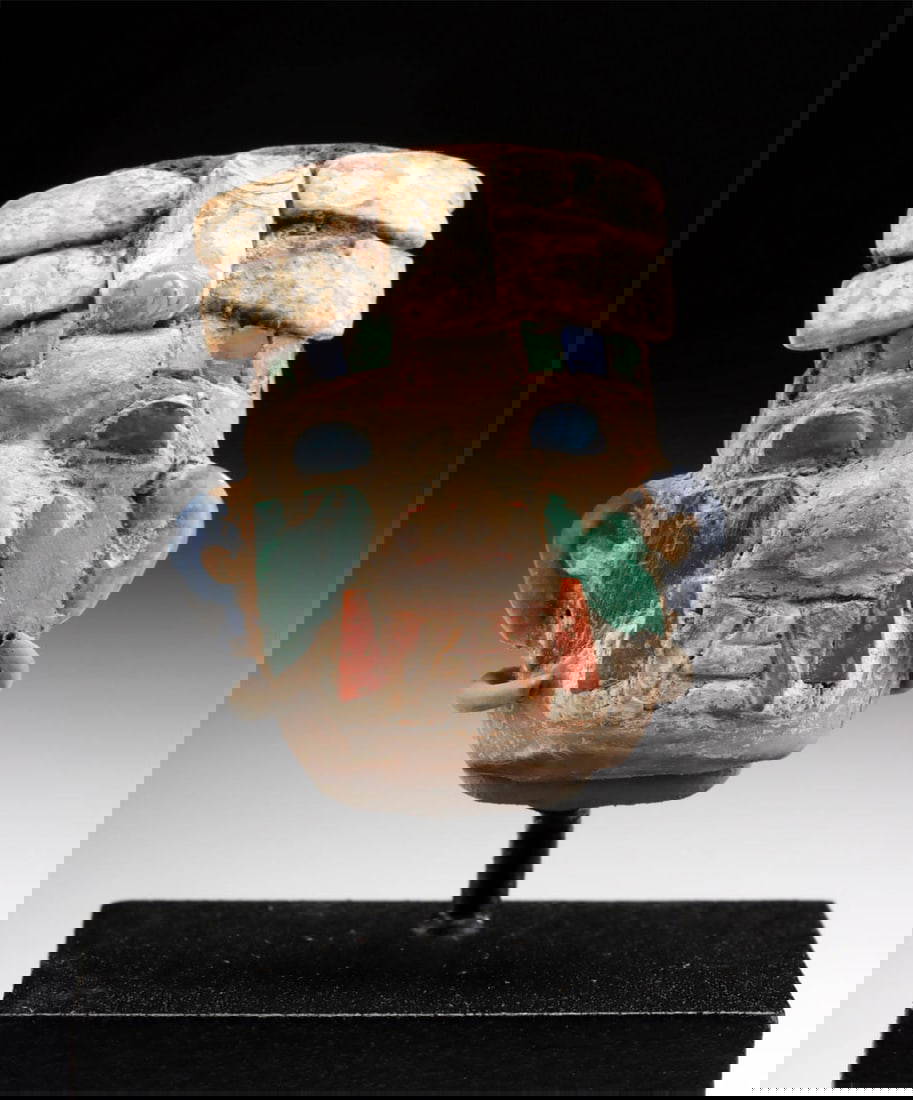 Mini Chavin Maskette- Shell, Chrysocolla, Lapis Inlays Auction