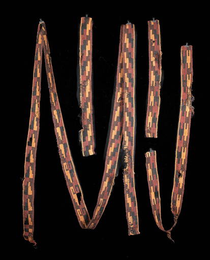 Lengthy Nazca Textile Sash W/ Stepped Pattern
