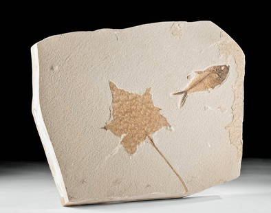 Green River Eocene Period Fossilized Leaf & Fish