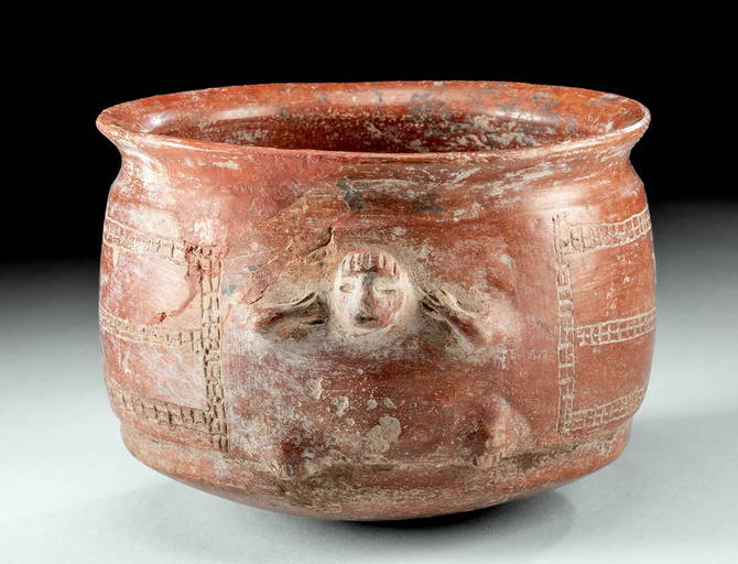 Colima Redware Pottery Jar W/ Figure