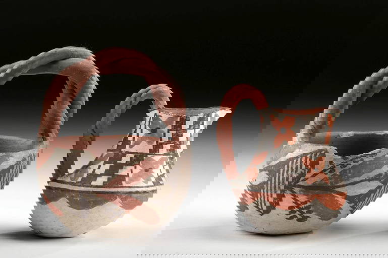 Pair Of Acoma Polychrome Vessels Bowl & Pitcher