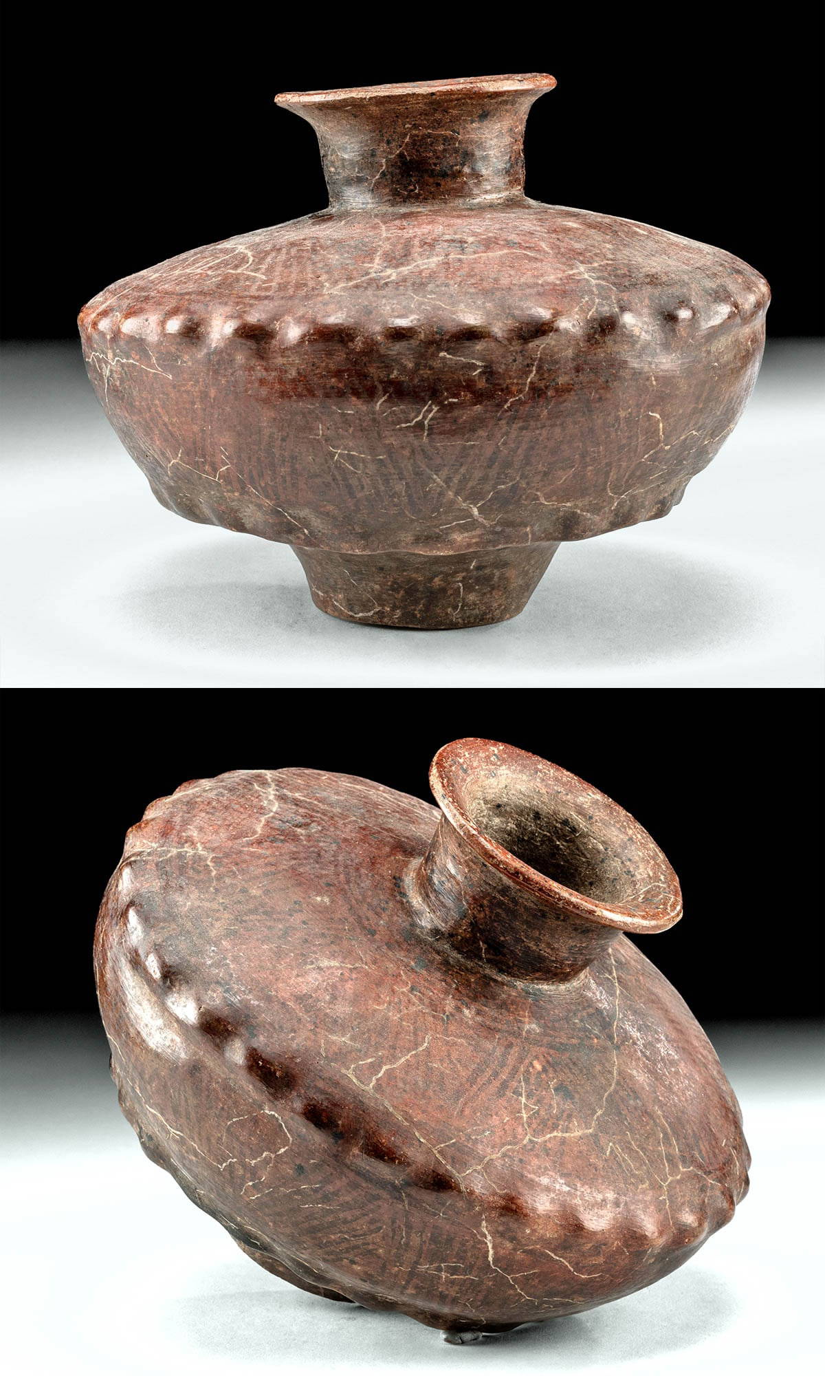 Colima Redware Footed Jar W/ Negative-resist Motif Auction