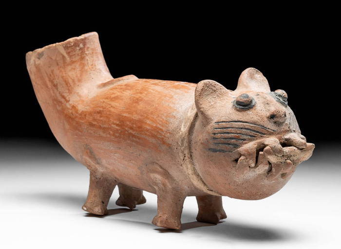 Adorable Vicus Spouted Vessel Feline Form, Tl'd