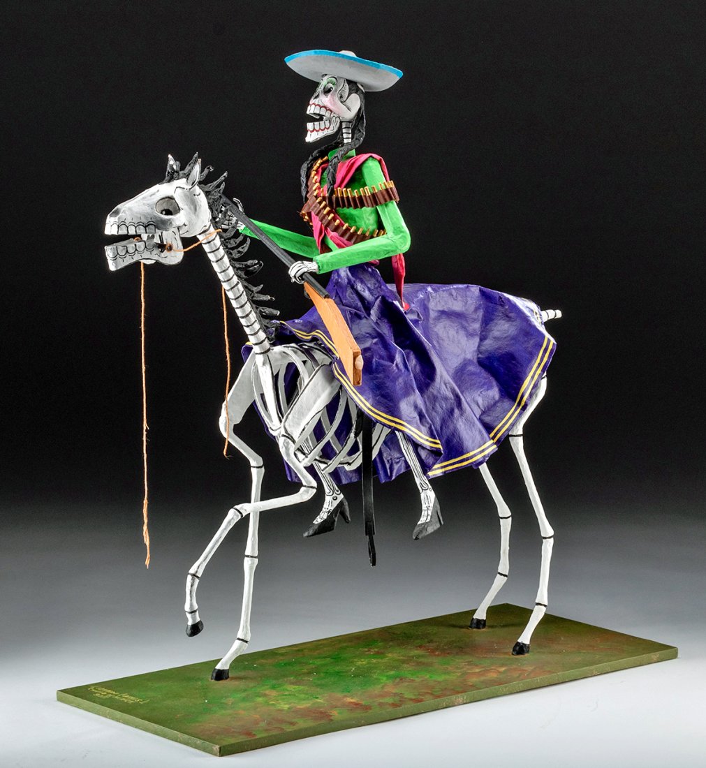 Mexican Papier-mache Skeleton Horse Rider - Leonardo Linares Vargas Auction
