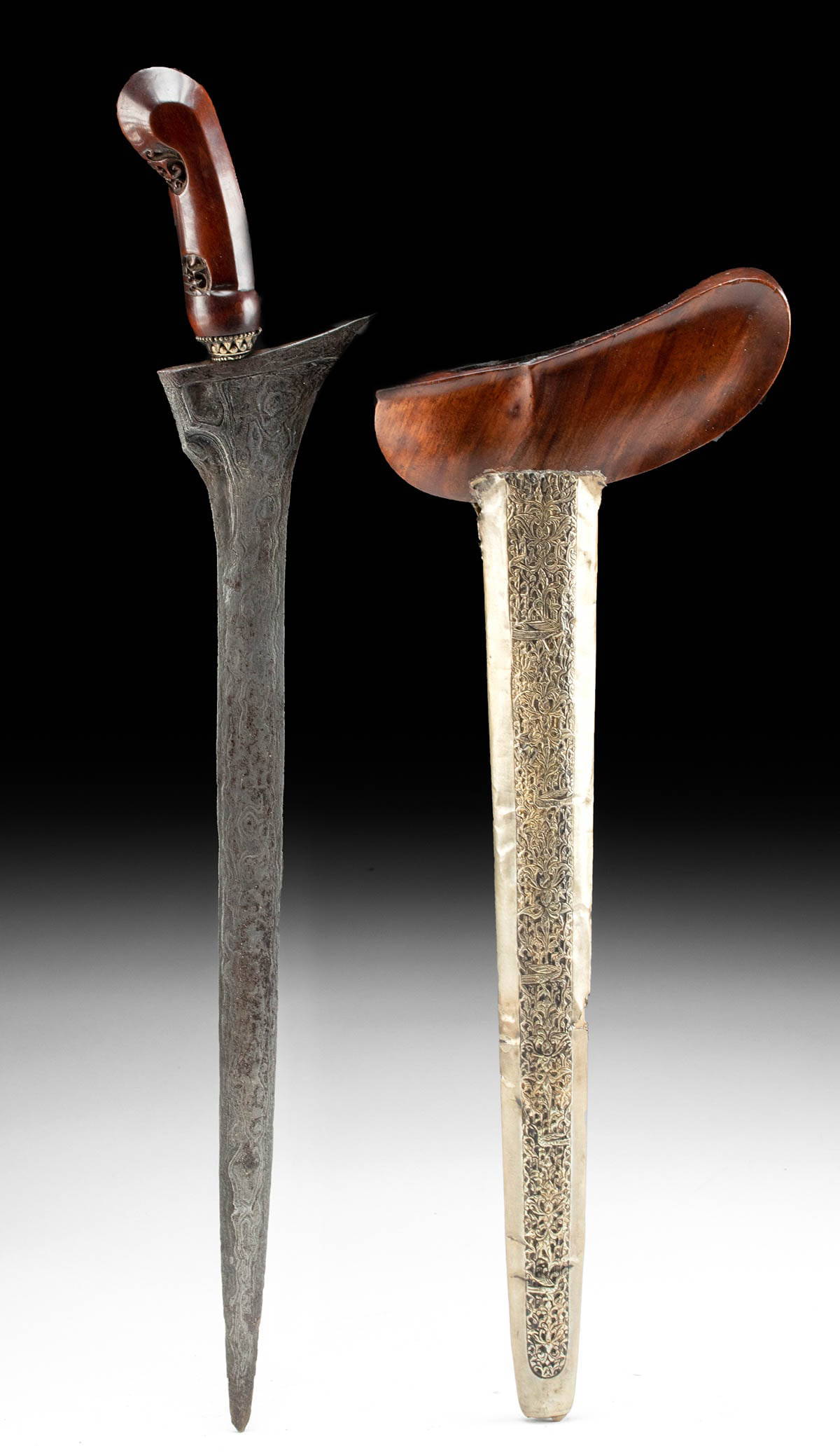 19th C. Indonesian Iron Kris, Handle W/ Anthropomorphic Masks Auction