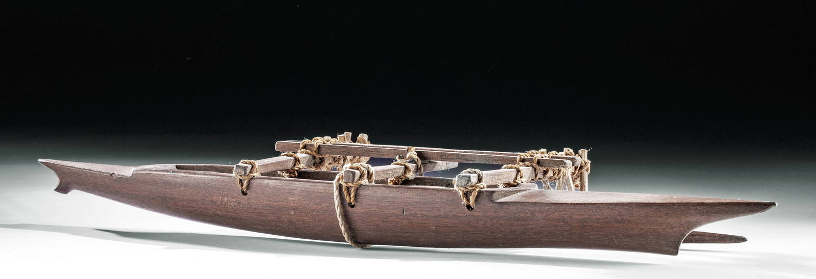 20th C. Caroline Islands Wooden Outrigger Canoe Model Auction