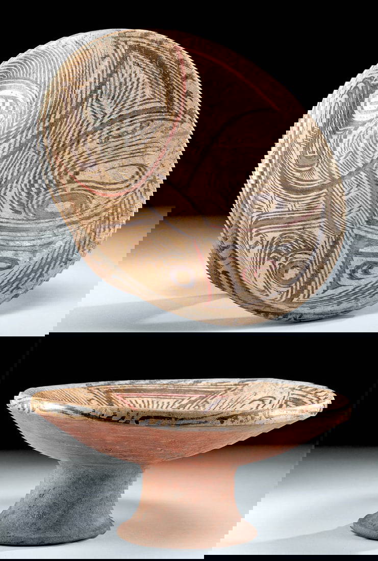 Panamanian Gran Cocle Pedestal Vessel W/ Avian Auction