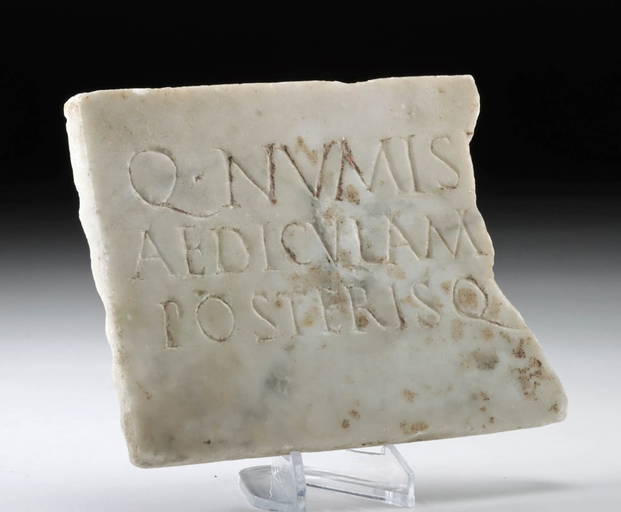 Roman Marble Stela Fragment W/ Latin Inscription