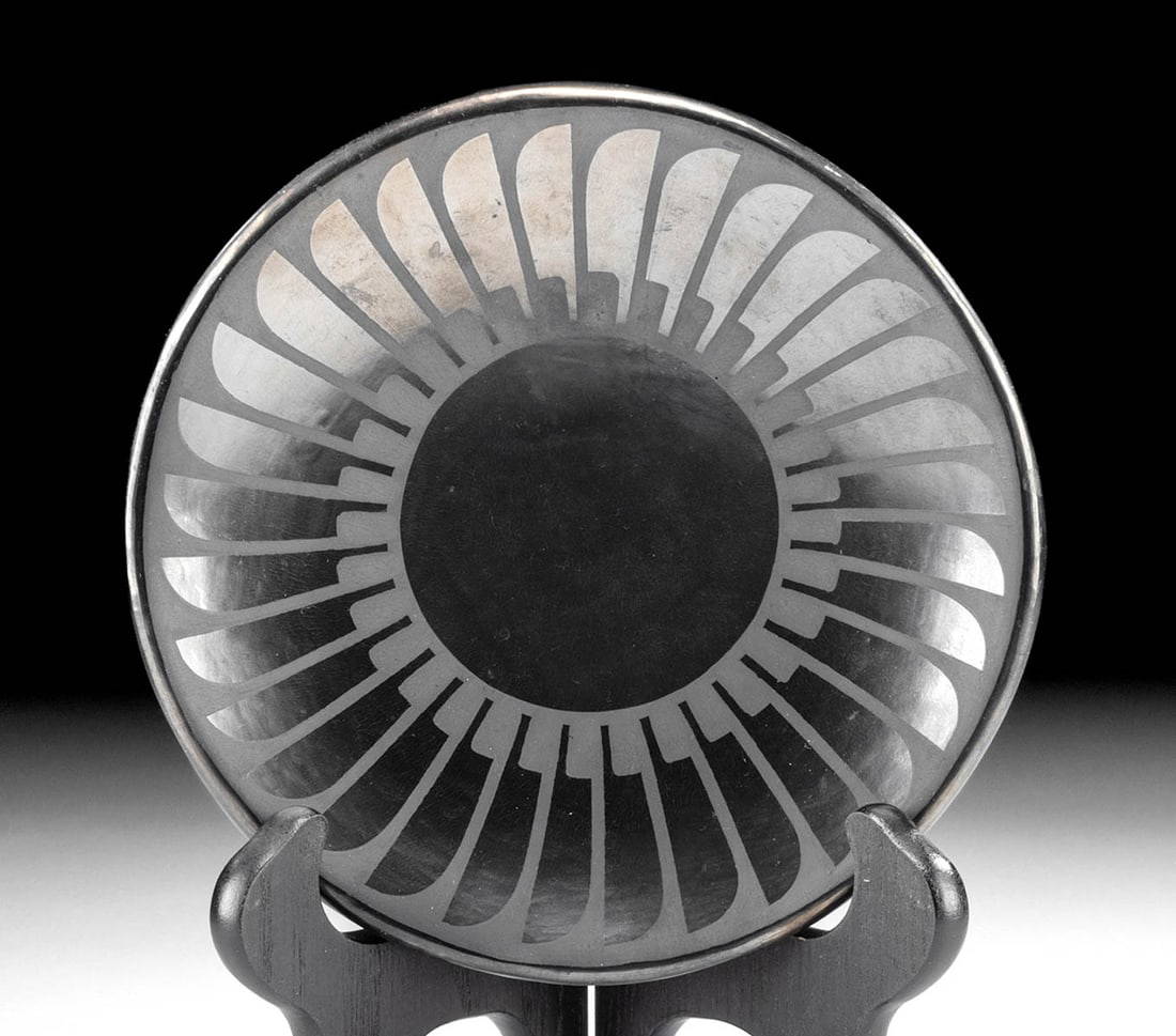 1950s Maria Martinez Black-on-black Plate Feathers Auction