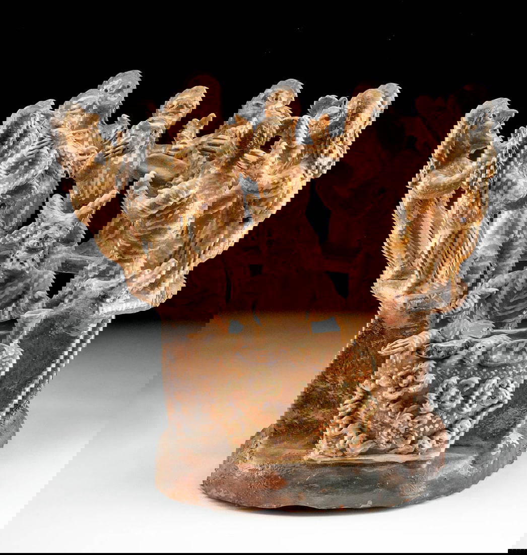 20th C. Mexican Ocumicho Sculpture - Demonic Feast Auction